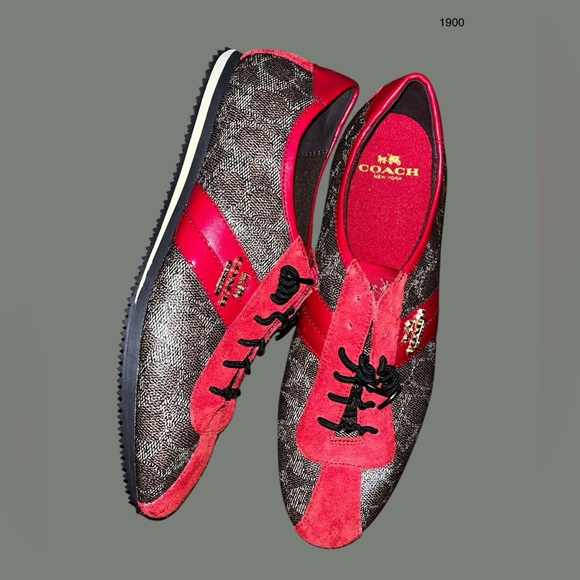 Coach | Shoes | Coach Brown Red Ivy Logo Signature Shoes | Poshmark
